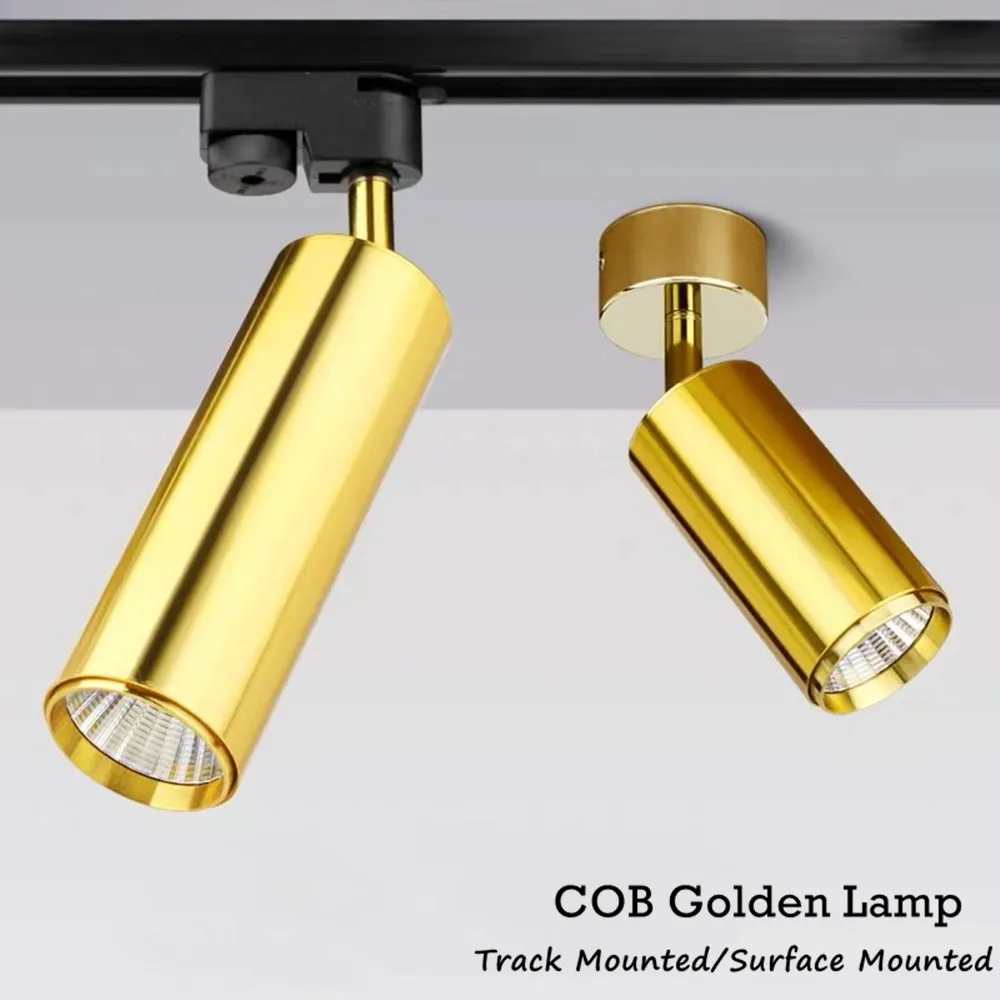 Golden Luxury Led Light Track Mounted Track Light Dimmable Surface ...