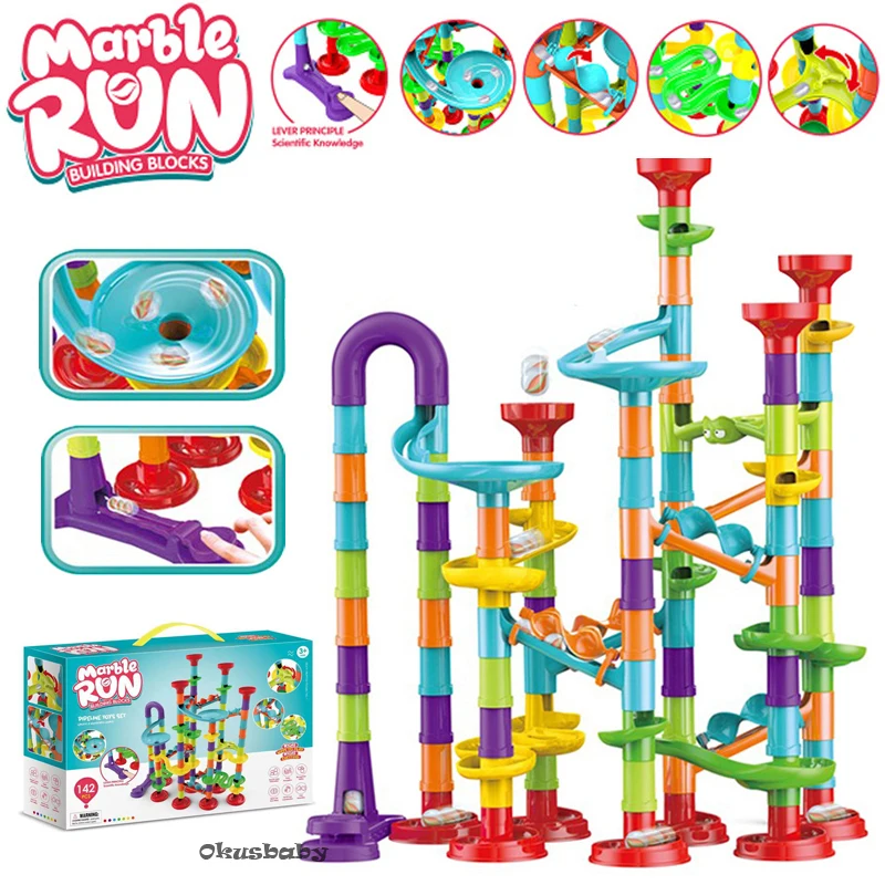 80/105/109/133pcs Set DIY Construction Marble Run Race Track Building ...