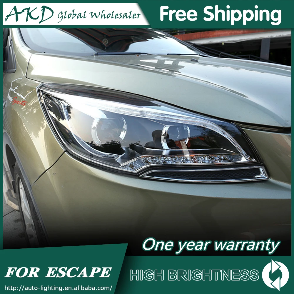 Headlights For Ford Escape Kuga 2014 2016 DRL Day Running Light Head ...