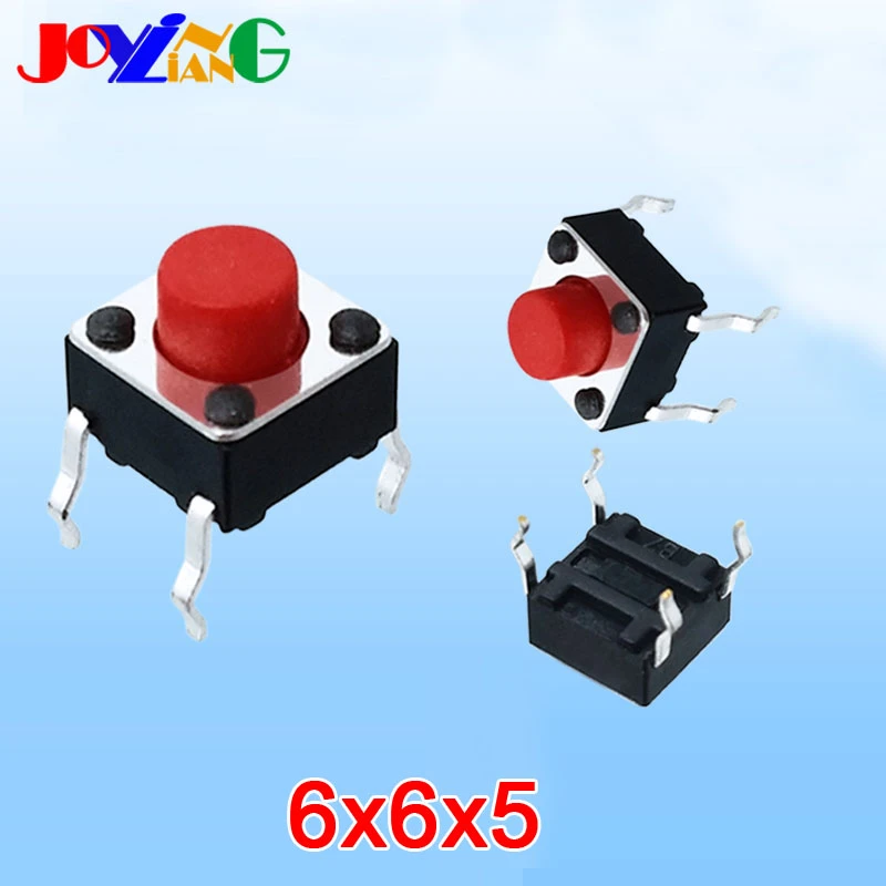 (10pcs/ Lot ) 6mm Black Red Mini Switches 4 Copper Foot Small Push key ...