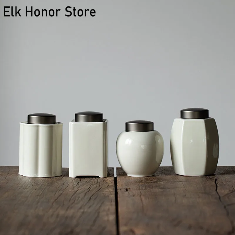 Plant Ash Tea Pot Household Tea Ceramic Storage Pot Double layer Sealed ...