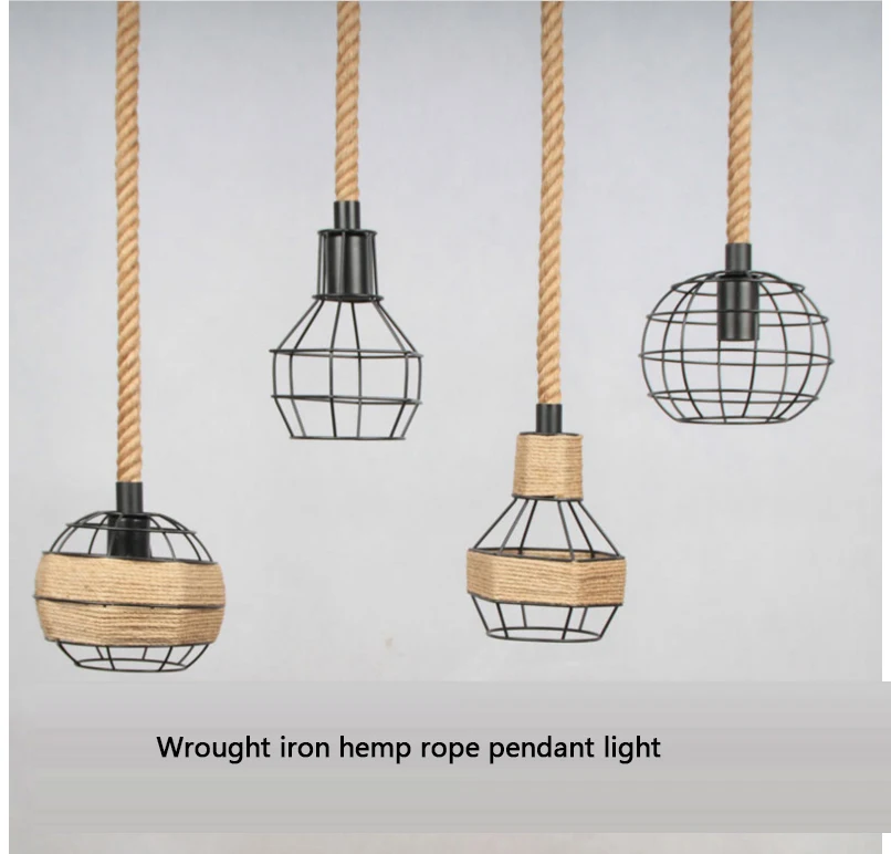 Retro Vintage Hemp Rope Pendant Lights Fixture Handmade Vintage Loft ...