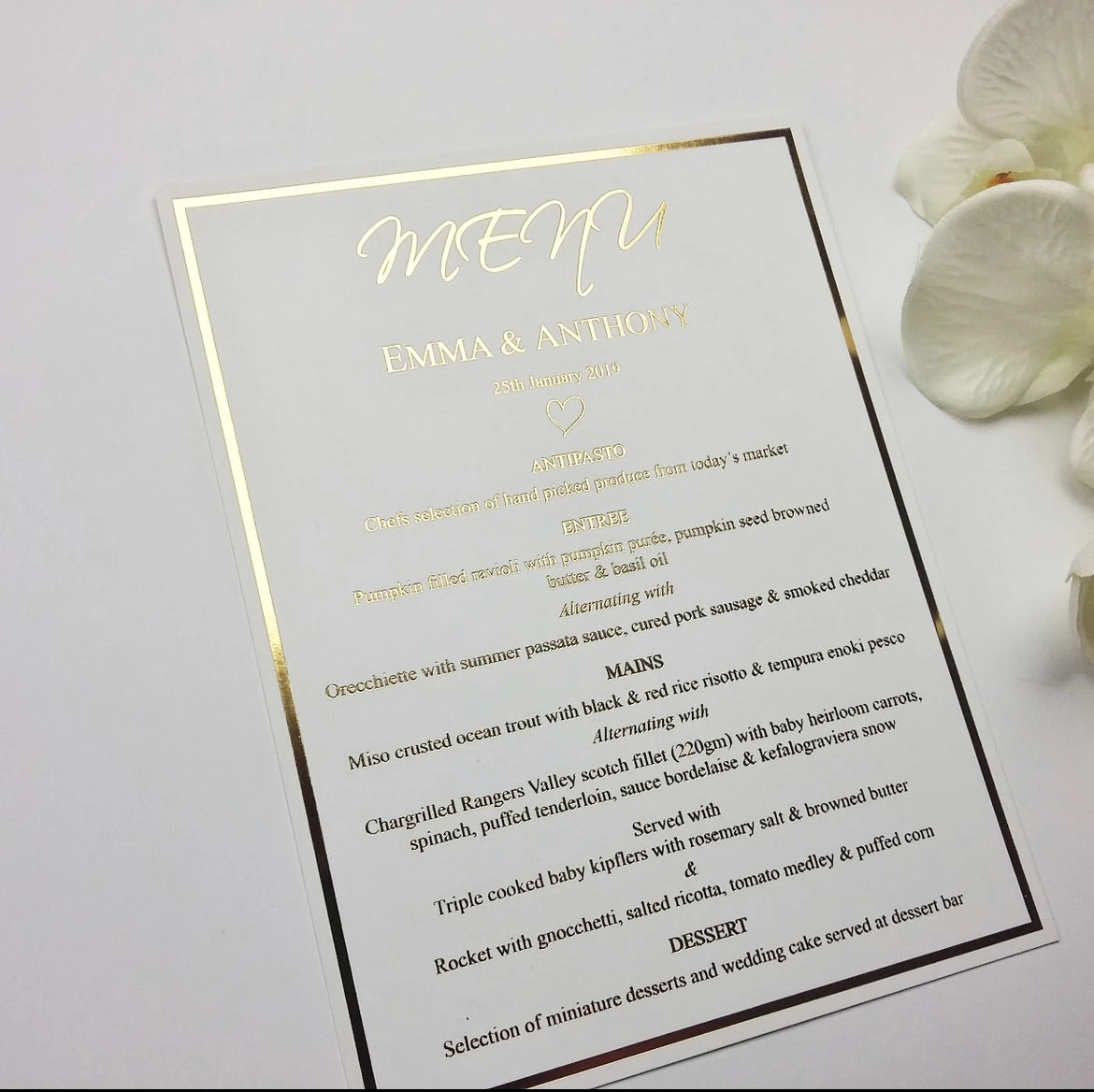 Gold Foil Menus Card,personalised Gold Foil Menu Card ,custom Wedding ...
