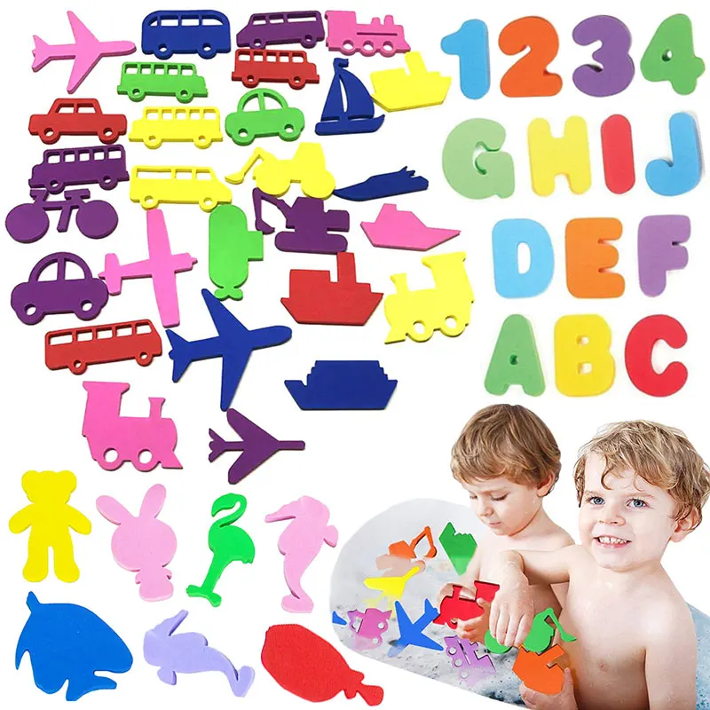 36pc Animal Traffic Digital Alphabet Sticker Eva Bath Toy Safety Soft ...