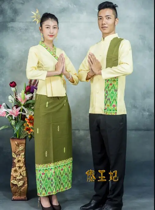 Laos-Cloth-Spring-Men-Women-Traditional-dress-Thailand-Suit-Uniform ...