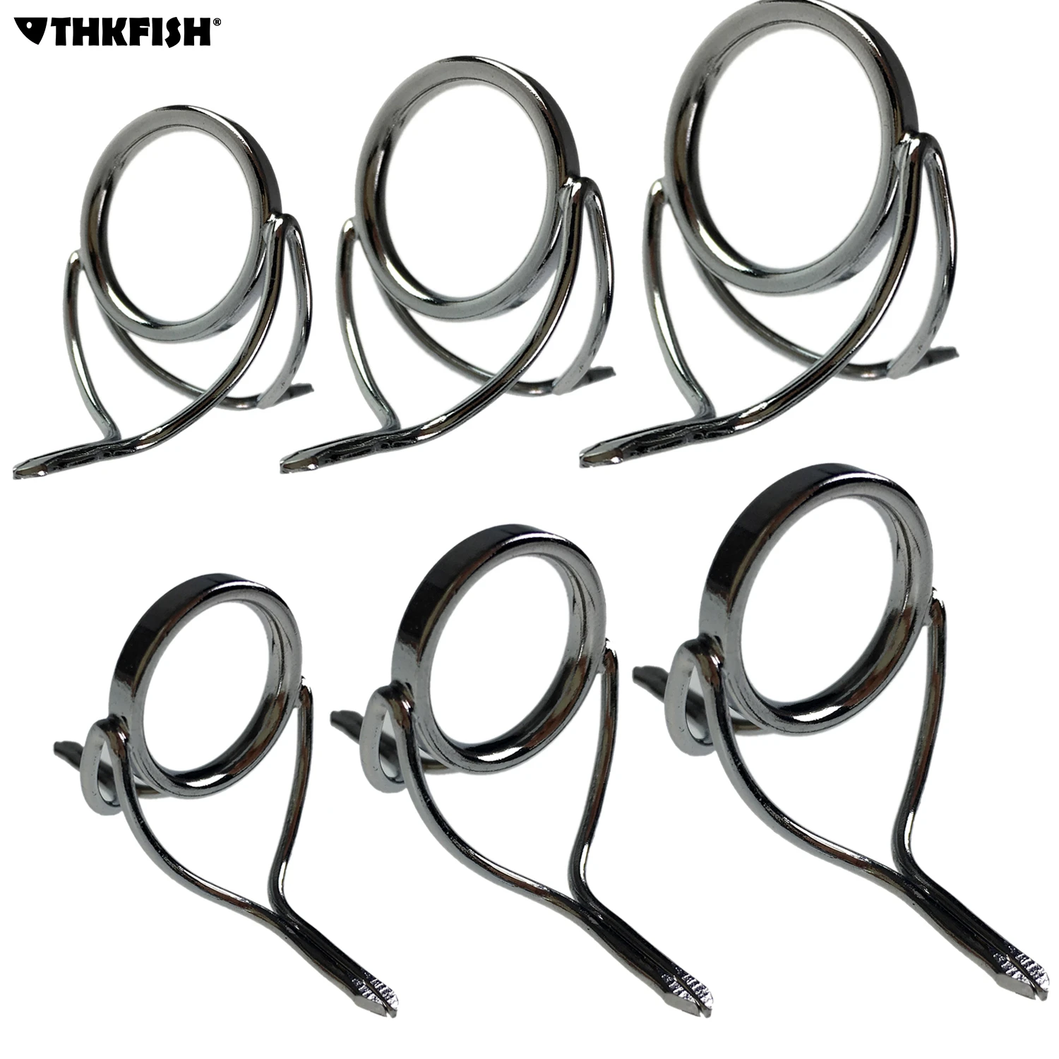 6pcs Spinning Fishing Rod Guides Silver Integrated All Stainless Steel ...