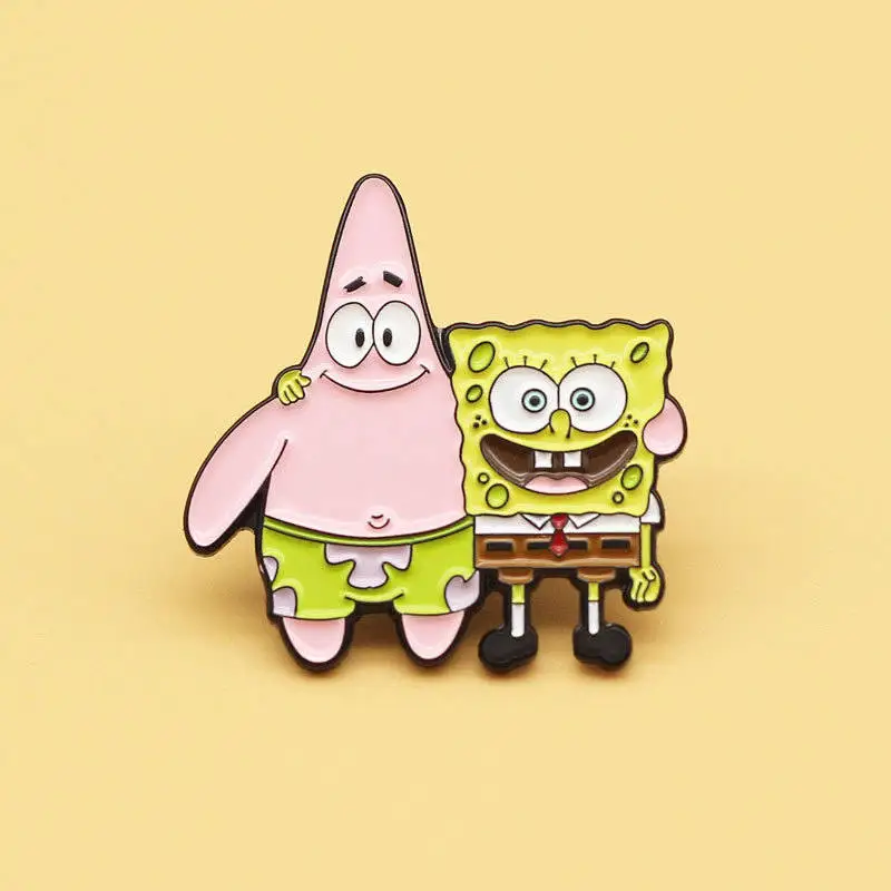 Cartoon-Sponge-Patrick-Star-Pin-Badge-On-Backpack-Good-Friends-Brooch ...