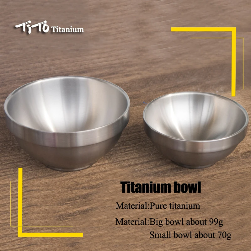 Tito Titanium Bowl Cookware Ultralight Double Wall Pure Titanium Bowl ...