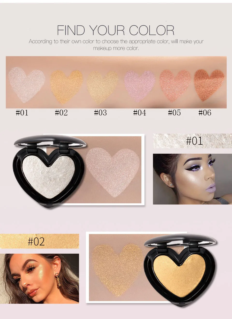 HANDAIYAN Shimmer Makeup Pallete Highlighter Illuminator Face Contour ...