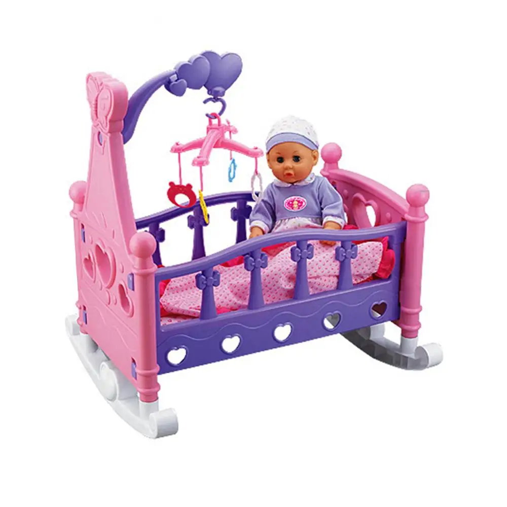Dolls Rocking Cradle Crib Toy, Large Simulation Plastic Doll Bed Cribs ...