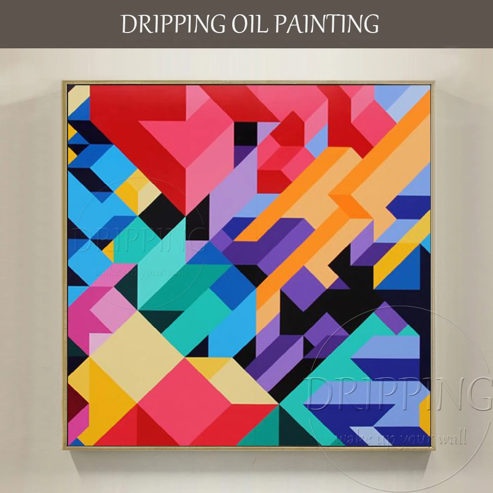 Gifted Artist Hand-painted Geometric Wall Painting Beautiful Colors ...