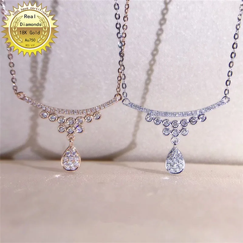 Fancy Shape Drop Diamond Necklace In 18k White Gold