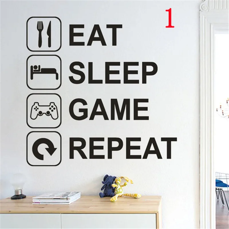Gamer-Vinyl-Wall-Sticker-Game-Room-For-Kids-Room-Decoration-Wall-Murals ...