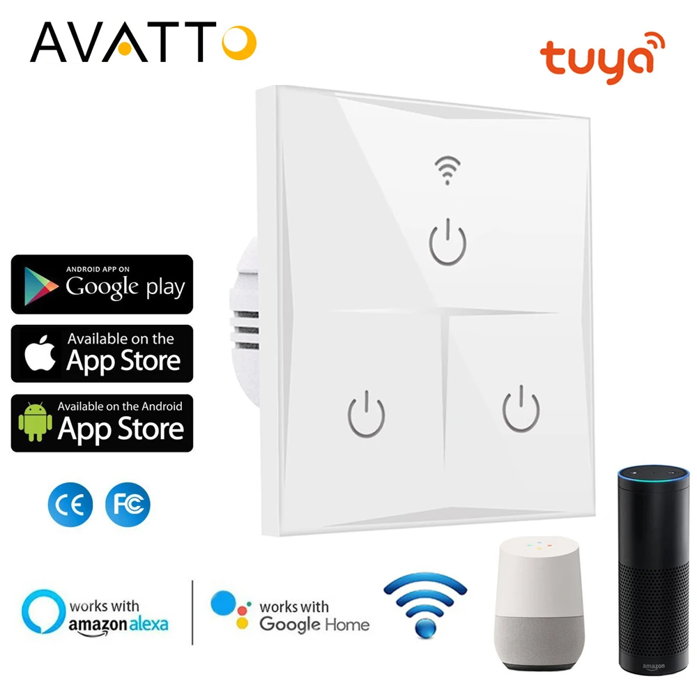 Avatto Wifi Touch Switch,eu Standard Glass Panel Smart Light Wall ...
