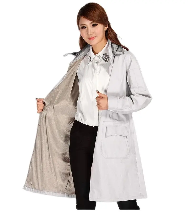 Women style silver fiber double layer electromagnetic radiation coat ...
