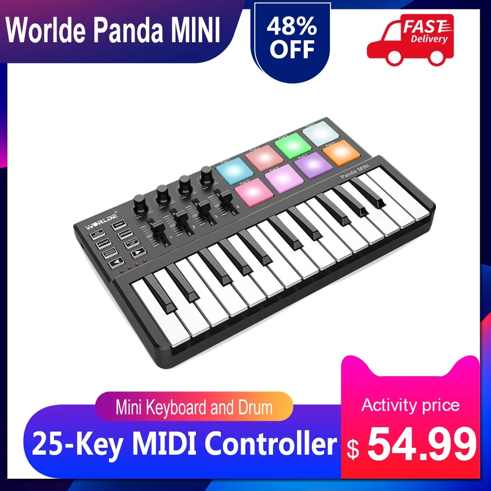 Worlde Panda Midi Keyboard Portable Mini 25-key Usb Keyboard And Drum ...