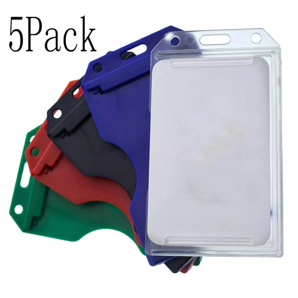 5-Pack-Hard-Plastic-Badge-Holder-Vertical-Side-Load-2-Card-Protector ...