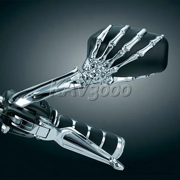 Skull Hand Skeleton Motorcycle Rearview Mirrors For Honda Suzuki ...