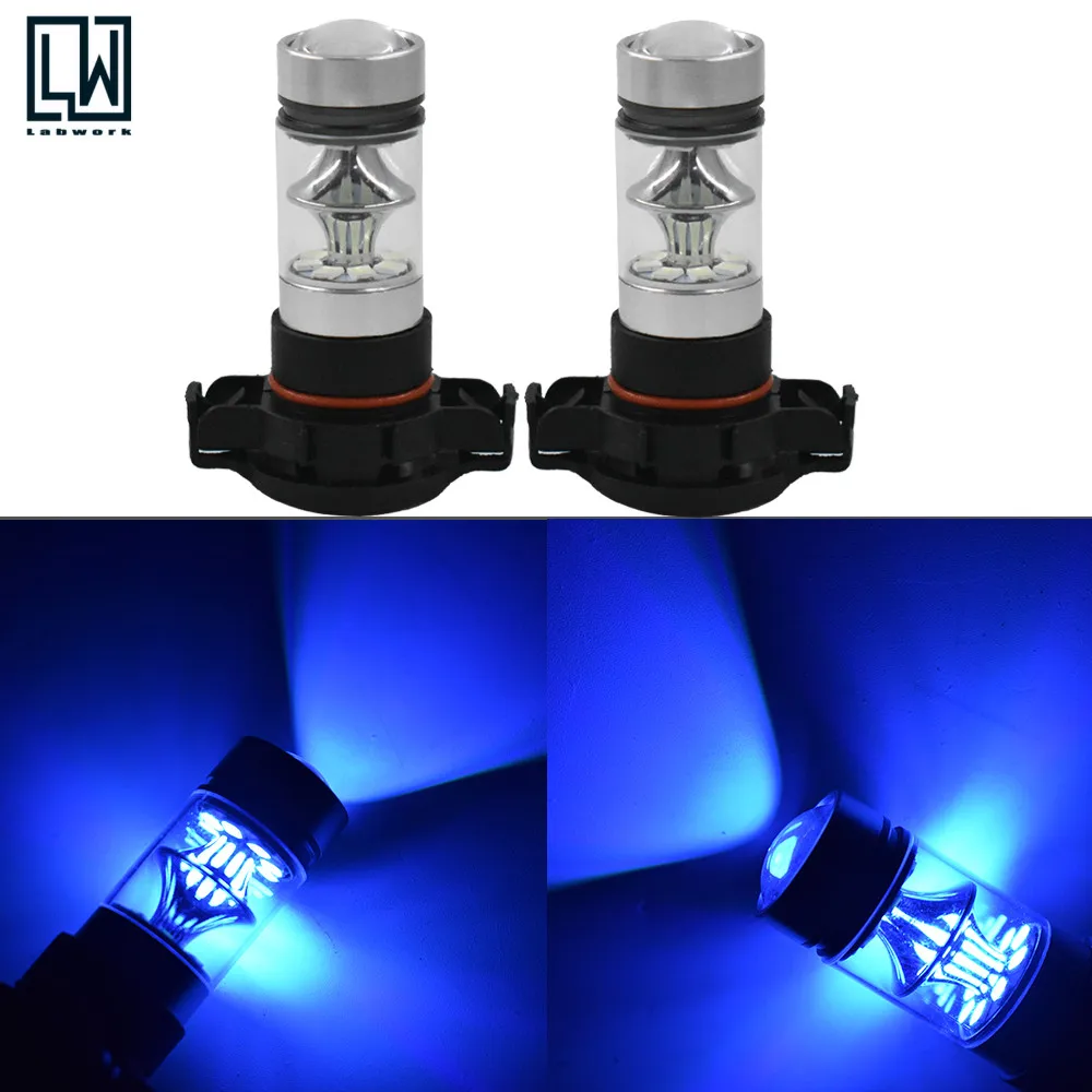2 Pcs 2504 PSX24W 8000K Ice Blue 100W LED Fog Light Driving Bulb New ...