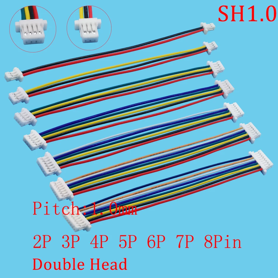 10Pcs 28AWG JST SH1.0mm 2-8Pin Femele to Female Cable Wire Connector ...
