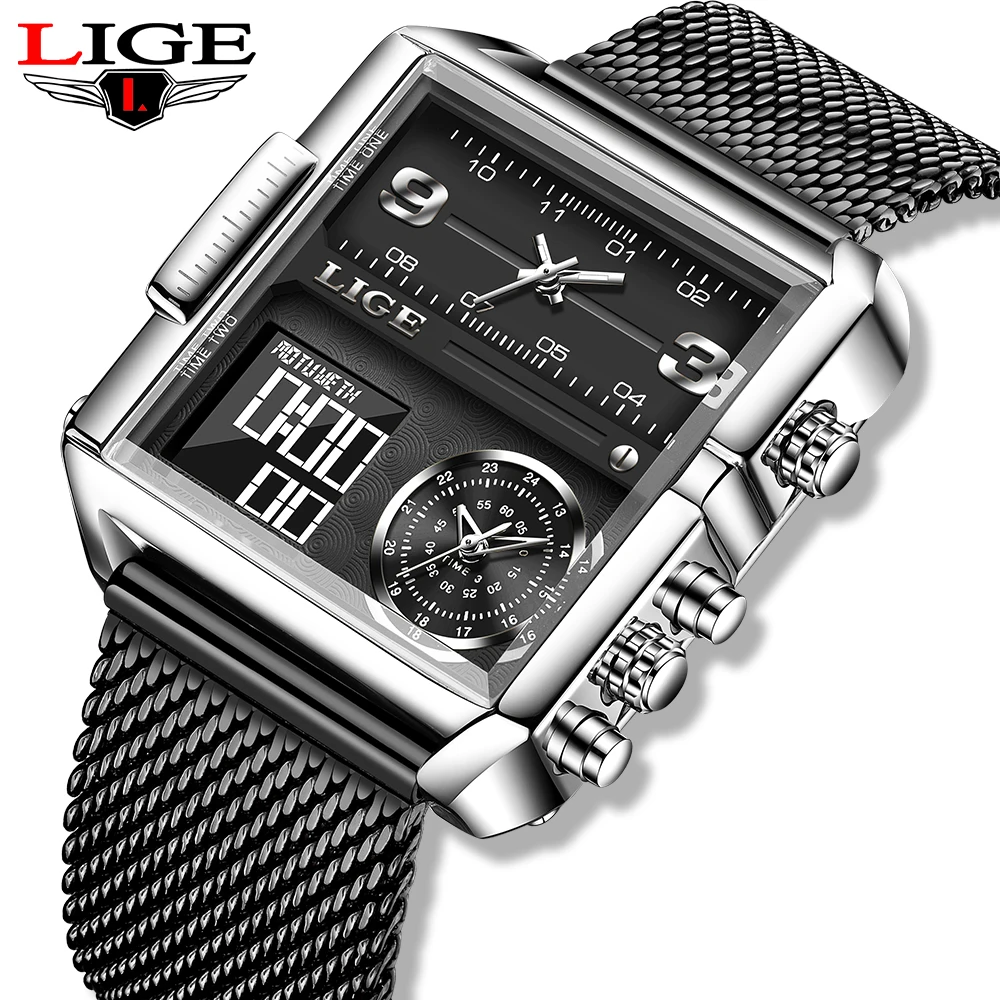 Lige Luxury Watch Waterproof | Military Luxury Watch Square | Square ...