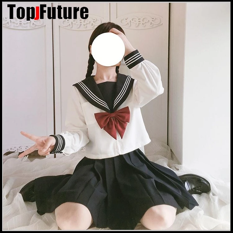 black-with-3-white-lines-Japanese-student-uniform-JK-Uniform-suit-long ...
