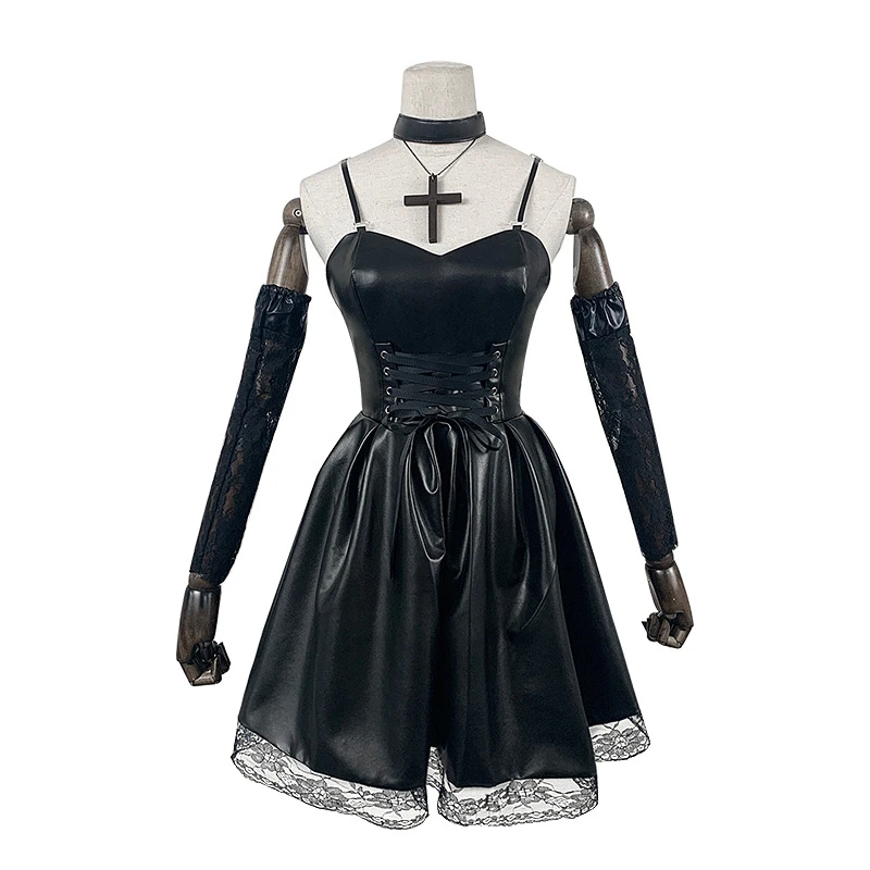 Death Note Cosplay Costume Misa Amane Imitation Leather Sexy Dress ...