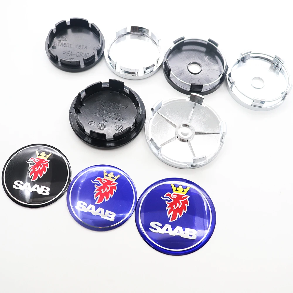 4pcs 56mm 60mm 65mm 68mm Saab Car Logo Wheel Center Hub Cap Rim Badge ...