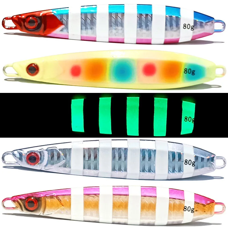 Japan 40g/60g/80g/100g/120g/150g Luminous Glow Silver 3D eyes lead fish ...