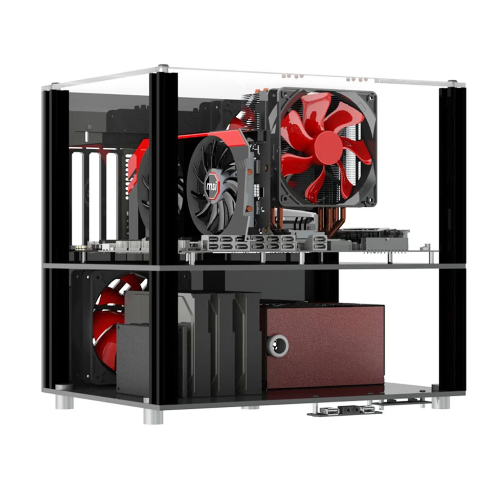 Double-Layer-DIY-Acrylic-ATX-Computer-Case-Support-MATX-ITX-USB-Audio ...