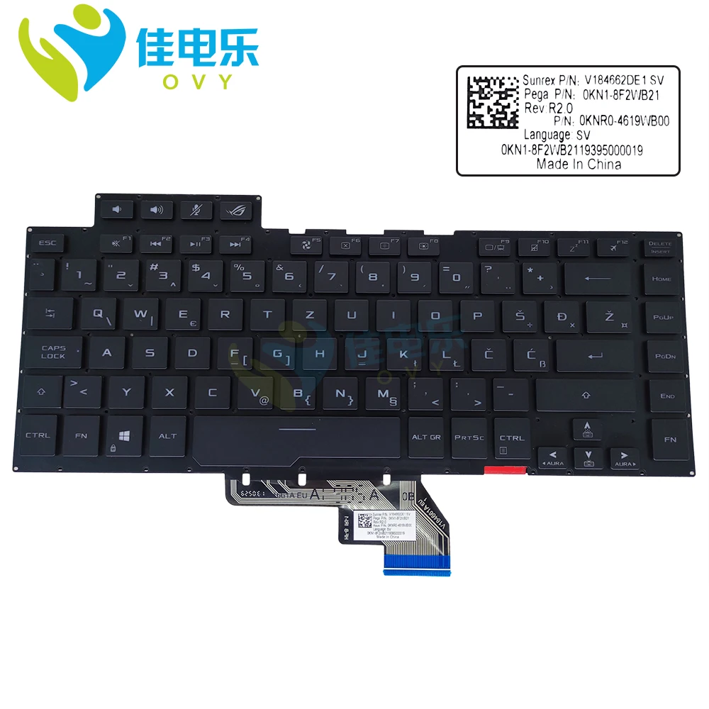 WB RGB laptop klavye için Asus ROG Zephyrus GX502GV GX502GW klavyeler ...