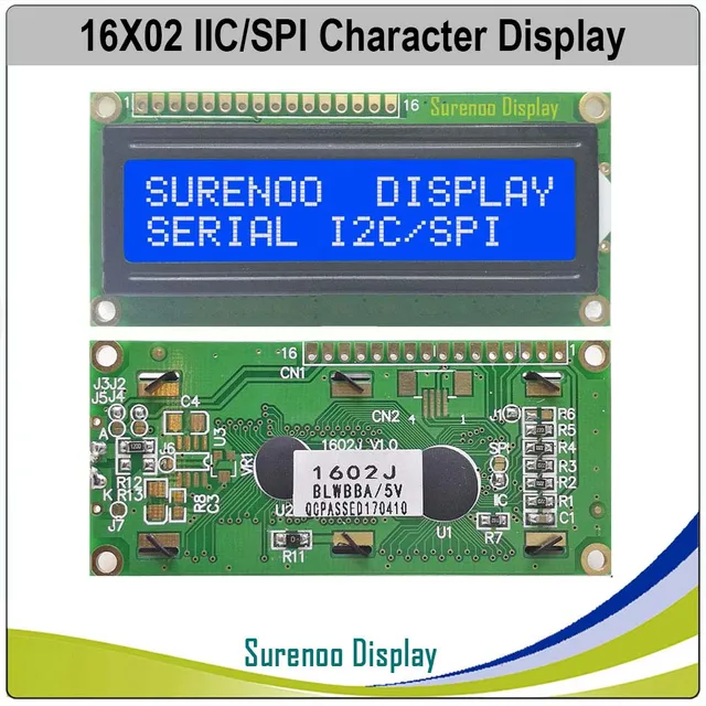 Serial SPI I2C 1602 162 16*2 Character LCD Module Display Screen LCM with LED Backlight Build-in ...