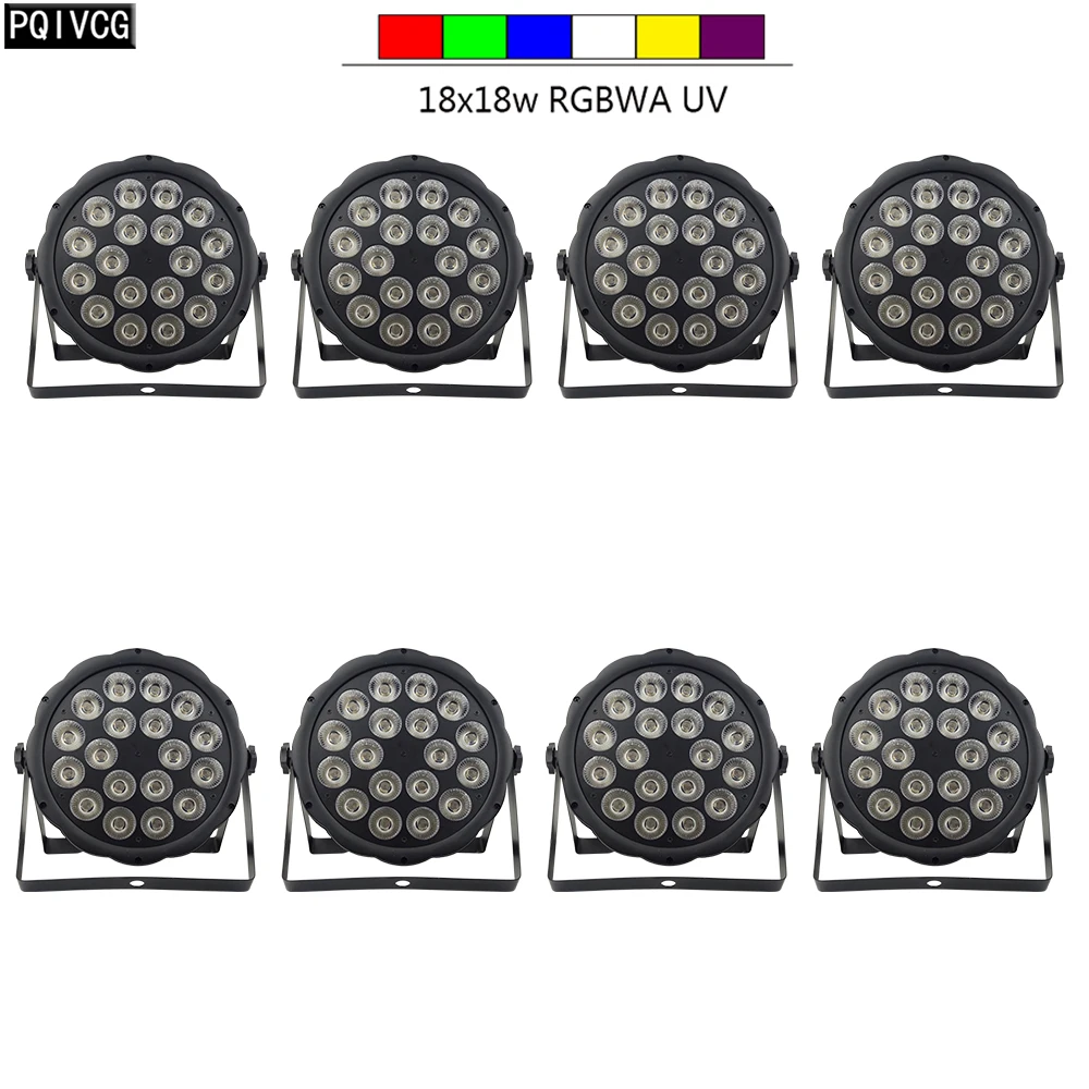 8-PCS-SET-18x18w-Led-Par-Light-RGBWA-UV-6in1-Plastic-Par-Light ...
