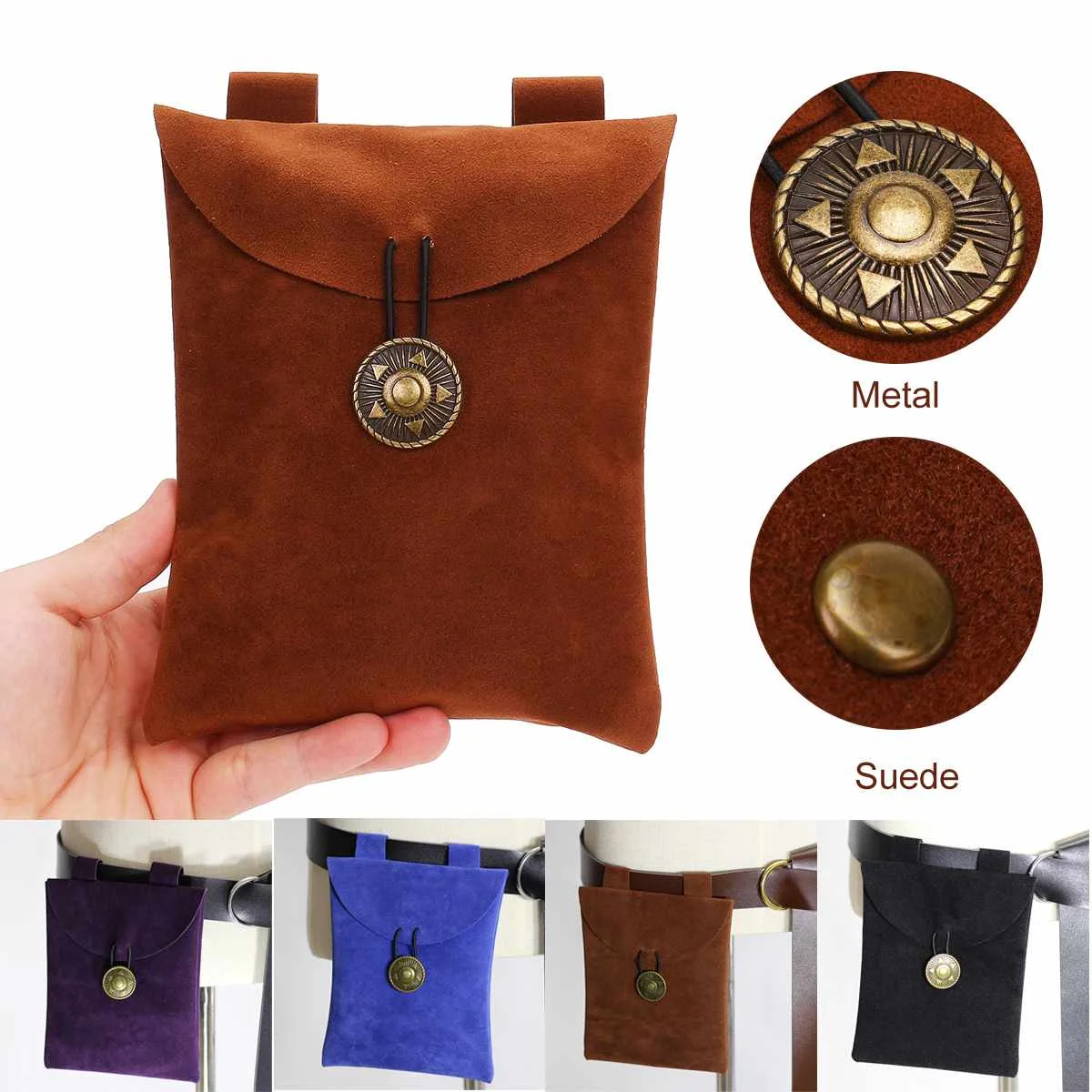 Medieval Suede Pouch Coin Bag Belt Leather Drawstring Wallet Men Women ...