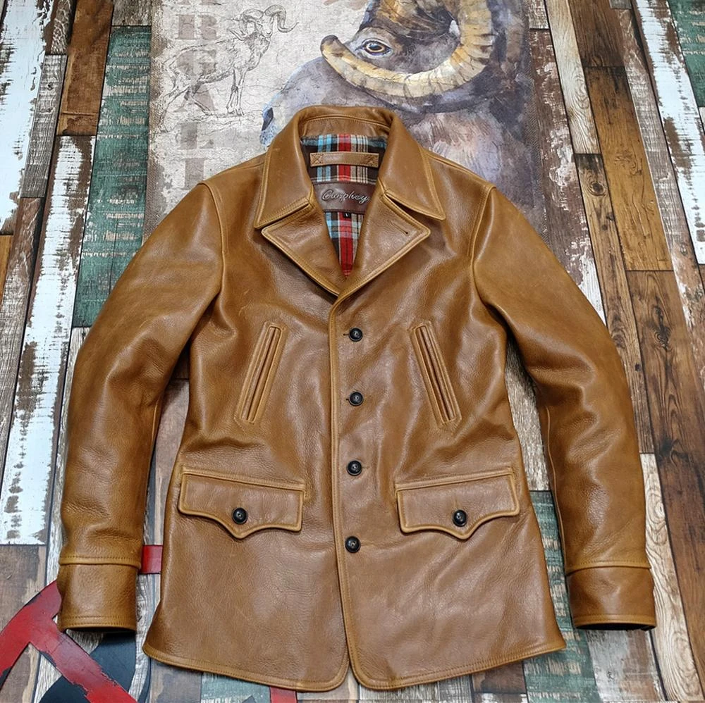 Free Shipping.2020 new wax cowhide Jacket,Winter men hunting genuine ...