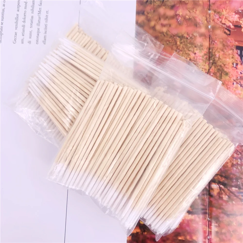 300pcs Disposable Ultra-small Cotton Swab Lint Free Micro Brushes Wood ...