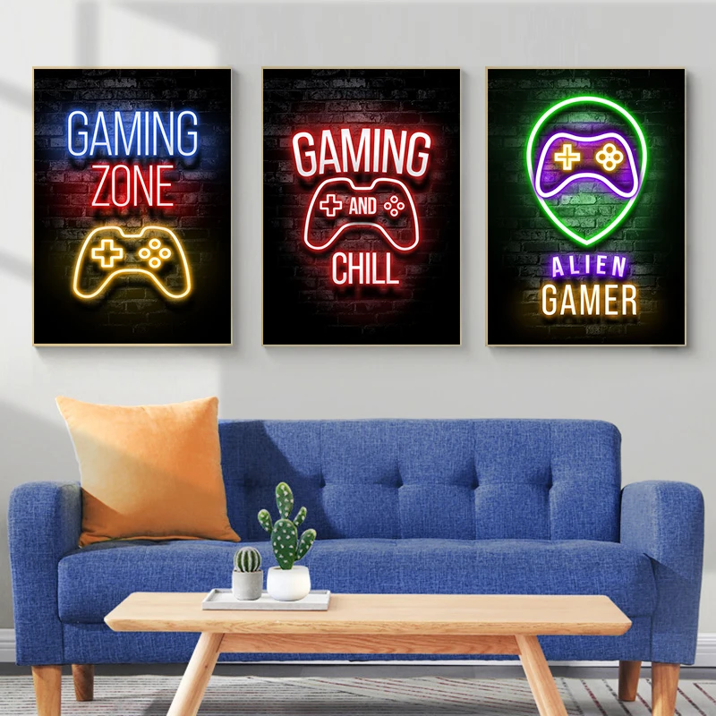 Gamer Zone Repeat Gaming Paintings Canvas Art Posters and Prints Canvas ...