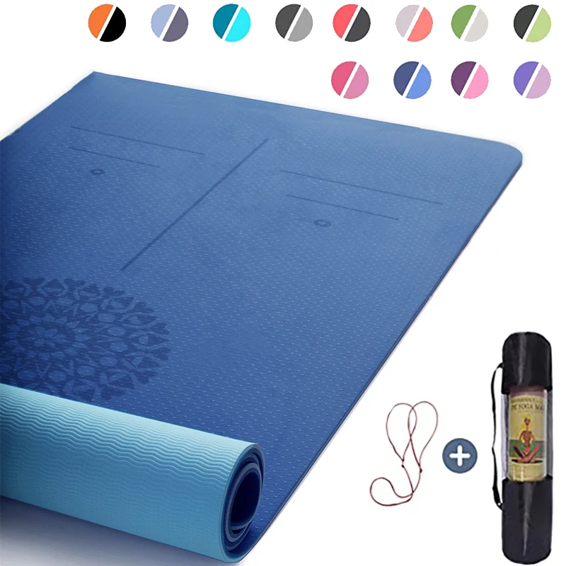 Tpe Yoga Mat With Position Line 6mm Non-slip Double Layer Sports ...