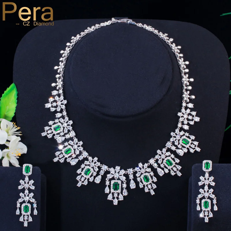 Pera-Classic-Women-Jewelry-Set-Green-Cubic-Zirconia-Big-Statement-Long ...