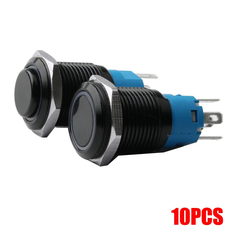 12/1619/22mm Metal Aluminum Oxide Black Button Led Power Marker Light ...