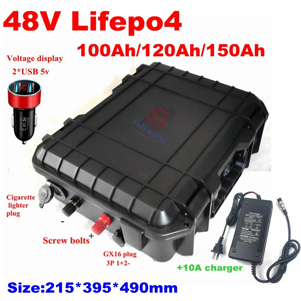 Waterproof LiFepo4 48V 100Ah 120ah 150Ah200Ah lithium battery with BMS for trolling motor UPS ...