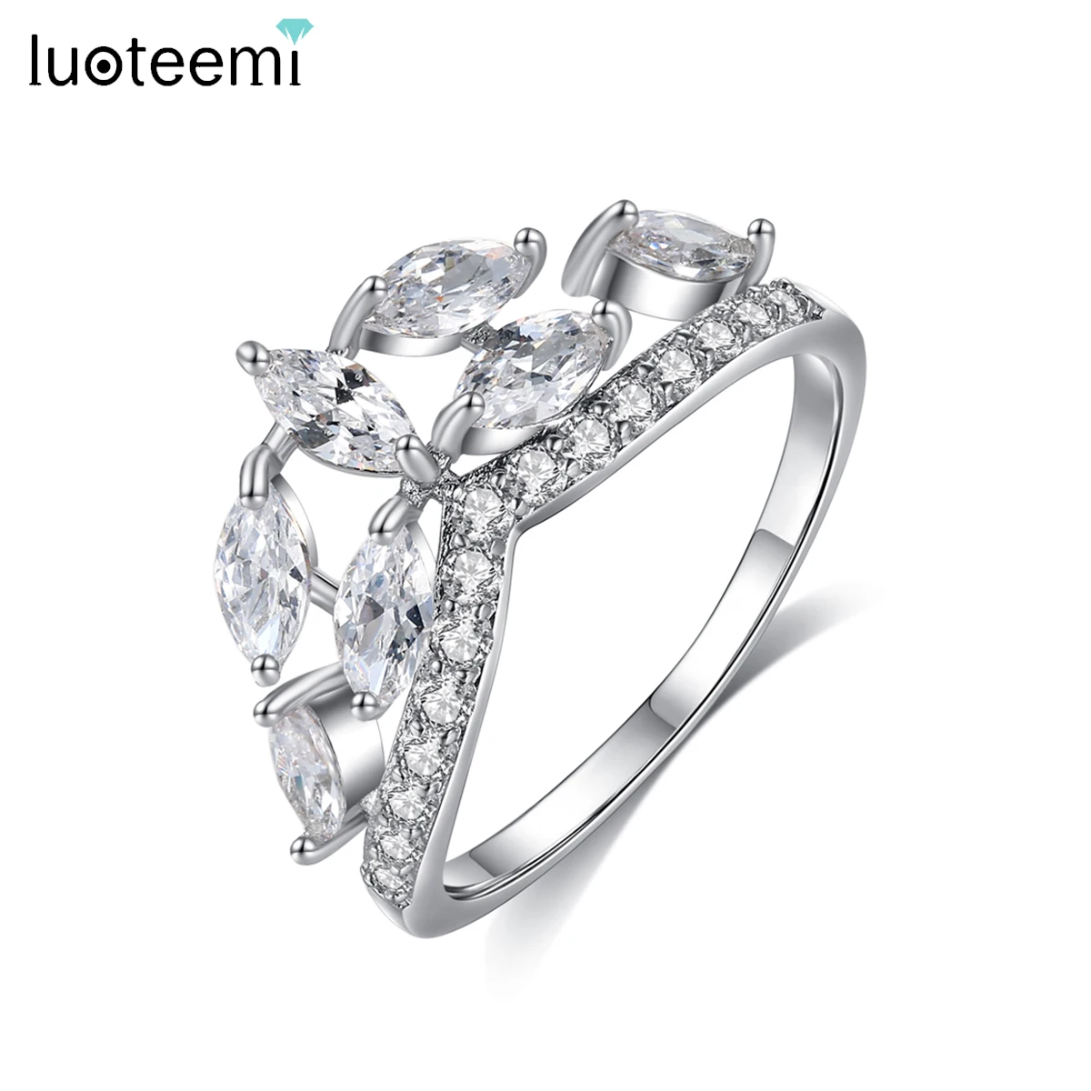 Luoteemi Rings For Women Crown Shape Cubic Zirconia Female Rings ...