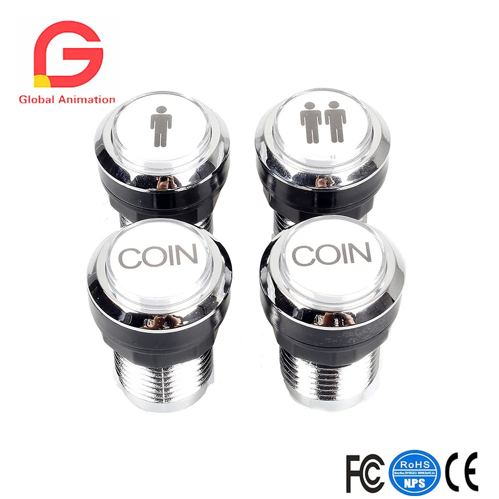 Illuminated-Push-Button-for-Arcade-Chrome-Silver-Plated-LED-Button-1P ...