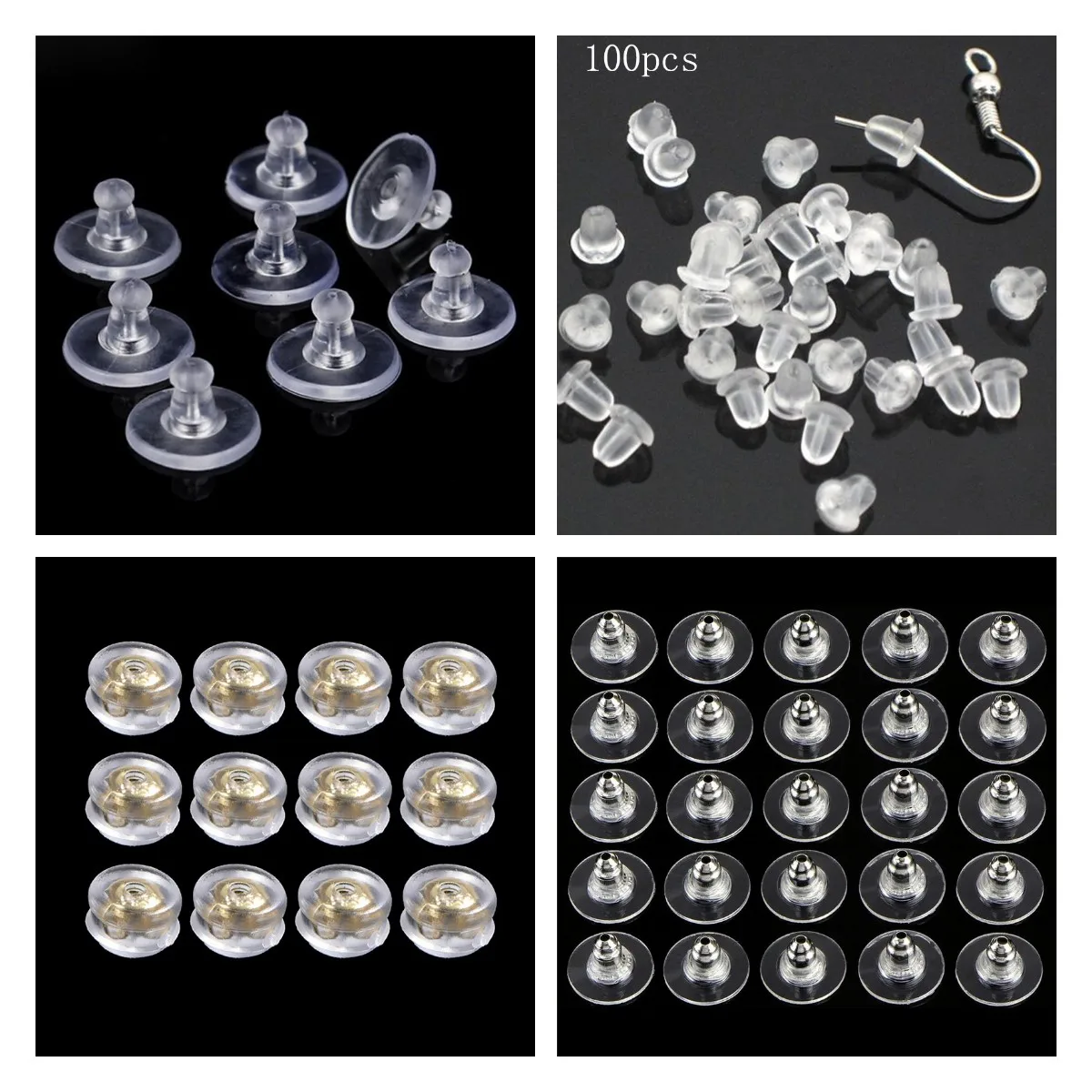 50pcs/60/pcs/100pcs Pack Earring Holders Stoppers Soft Nut Silicone ...