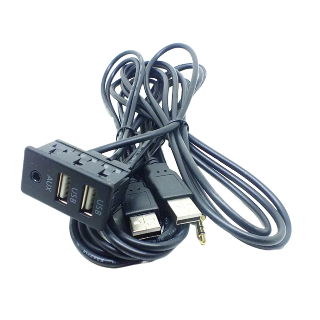 2 adaptadores usb aux tomada de carro cabo de extensão montado no ...