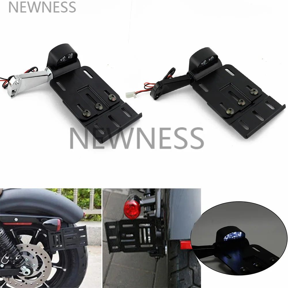 Motorcycle Side Mount License Plate Frame Fender License Plate LED Tail ...
