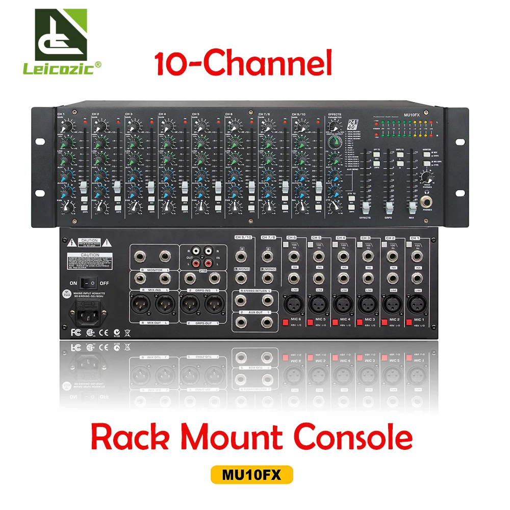 Leicozic 10 Channel Audio Mixer Console MU10FX Professional Sound ...
