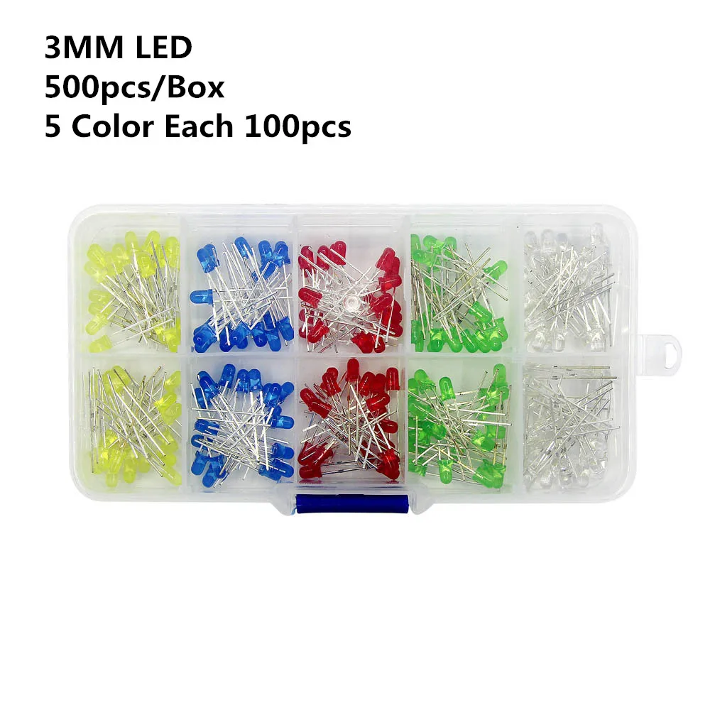 500pcs-box-F3-Ultra-Bright-3MM-Round-Water-Clear-Green-Yellow-Blue ...