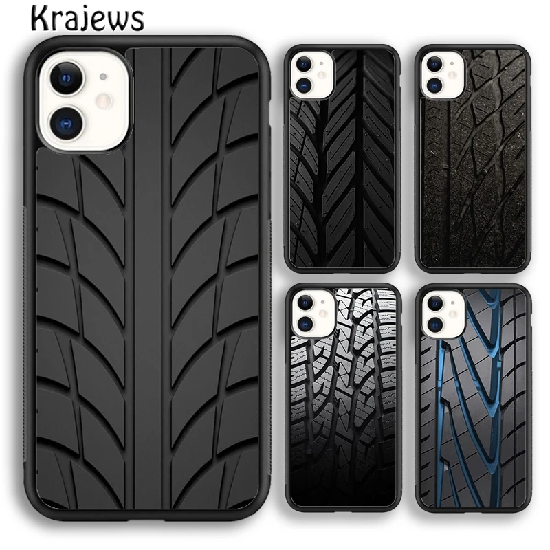 Krajews Black Tire Tyre Tread Texture Skin Phone Case Cover For Iphone ...