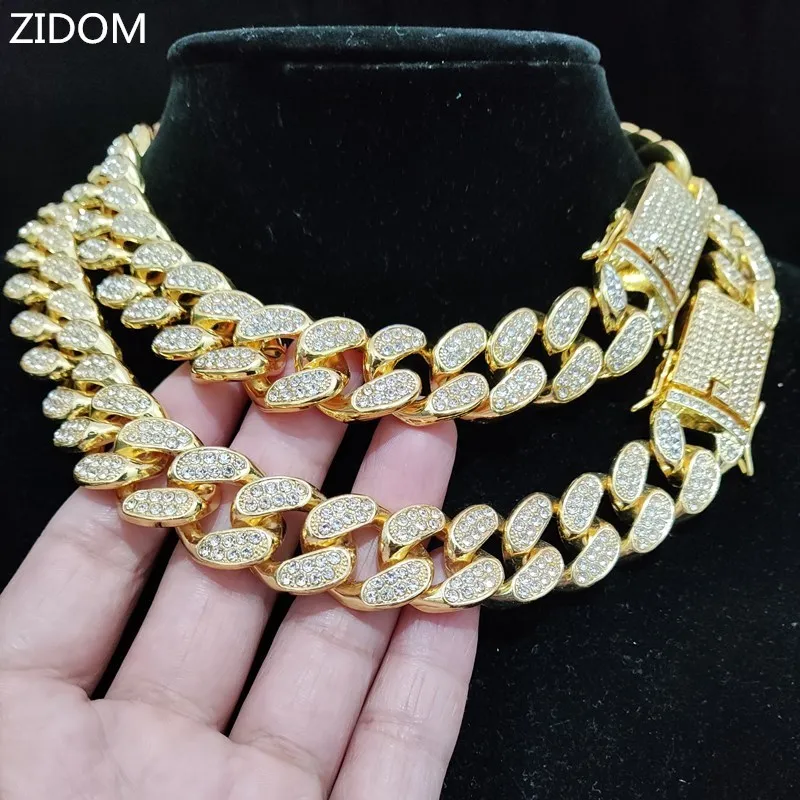 Collar de cadena ostentoso para hombre, gargantilla de estilo Hip hop ...